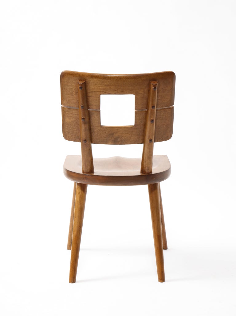 Set of Six Solid Elm Chairs, Usa 1960's For Sale at 1stDibs