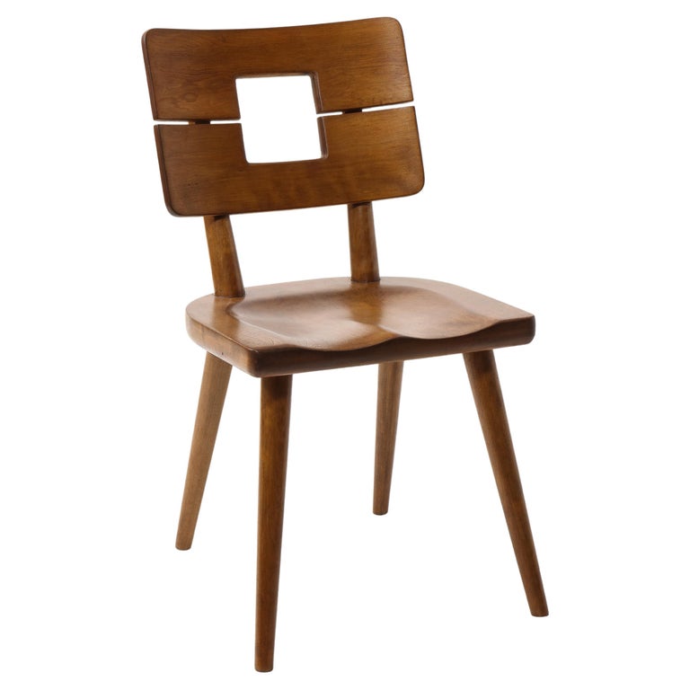 Set of Six Solid Elm Chairs, Usa 1960's For Sale at 1stDibs