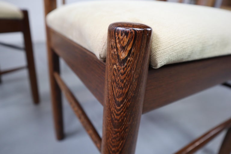 Set of six solid Wengé dining chairs, 1960's For Sale at 1stDibs