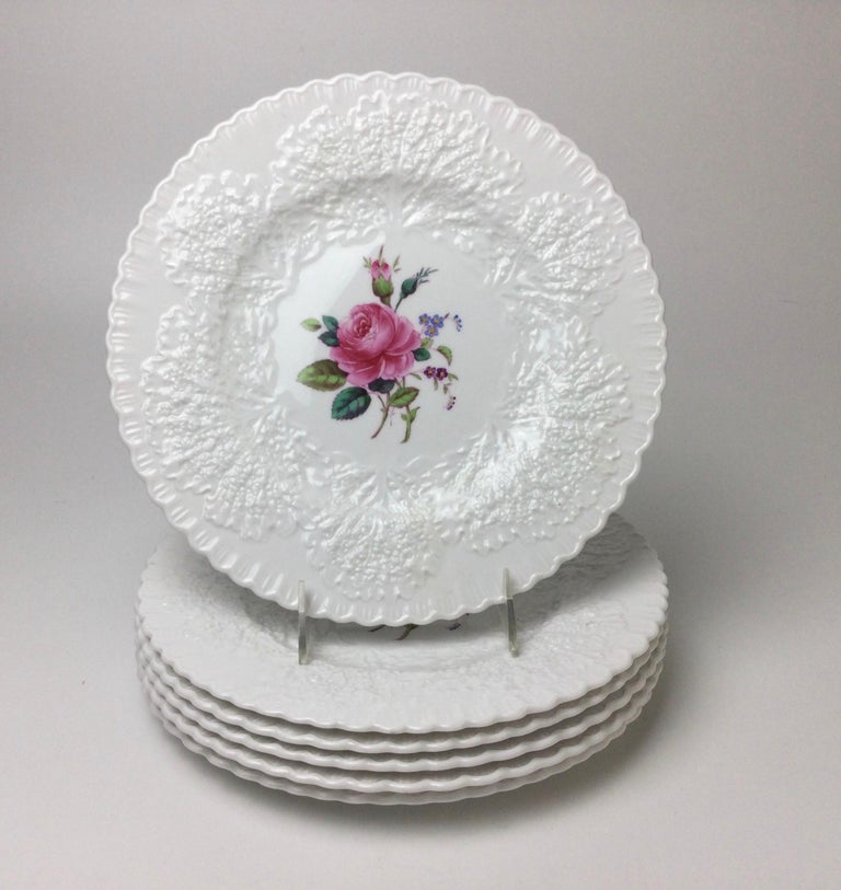 Set of Six Spode Bridal Rose Dinner Plates at 1stDibs