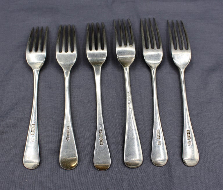 Set of Six Sterling Silver Hanoverian Luncheon Forks For Sale at 1stDibs