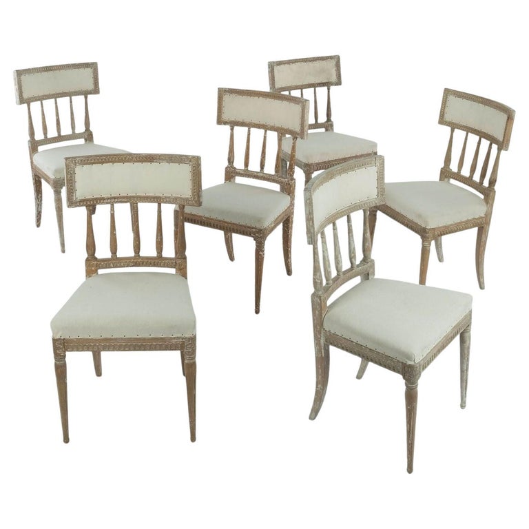 Set of Six Swedish Painted Dining Chairs at 1stDibs