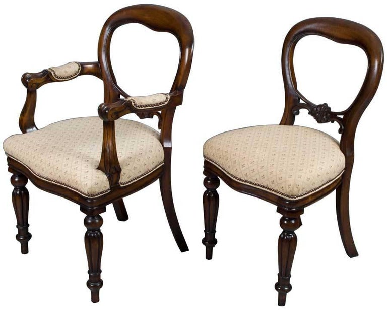 Set of Six Victorian Style Balloon Back Dining Chairs For Sale at 1stDibs