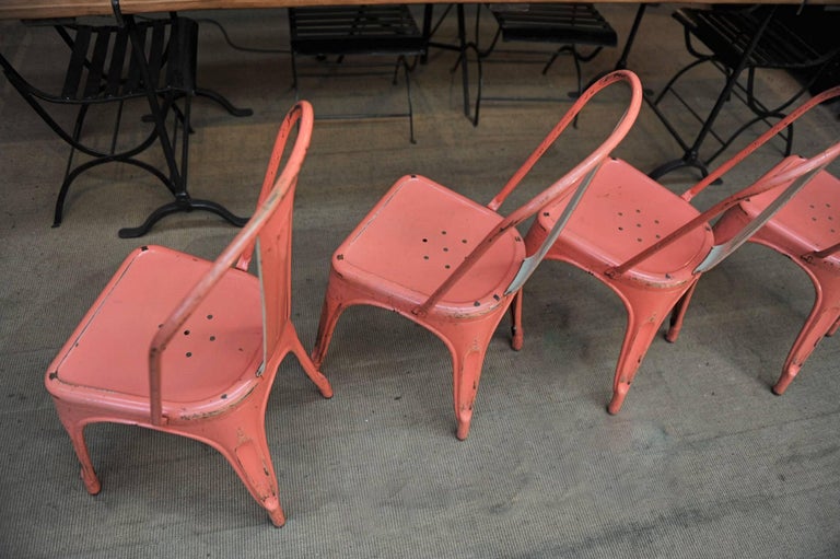 Set of Six Vintage 1950 Tolix Chairs Original Color at 1stDibs