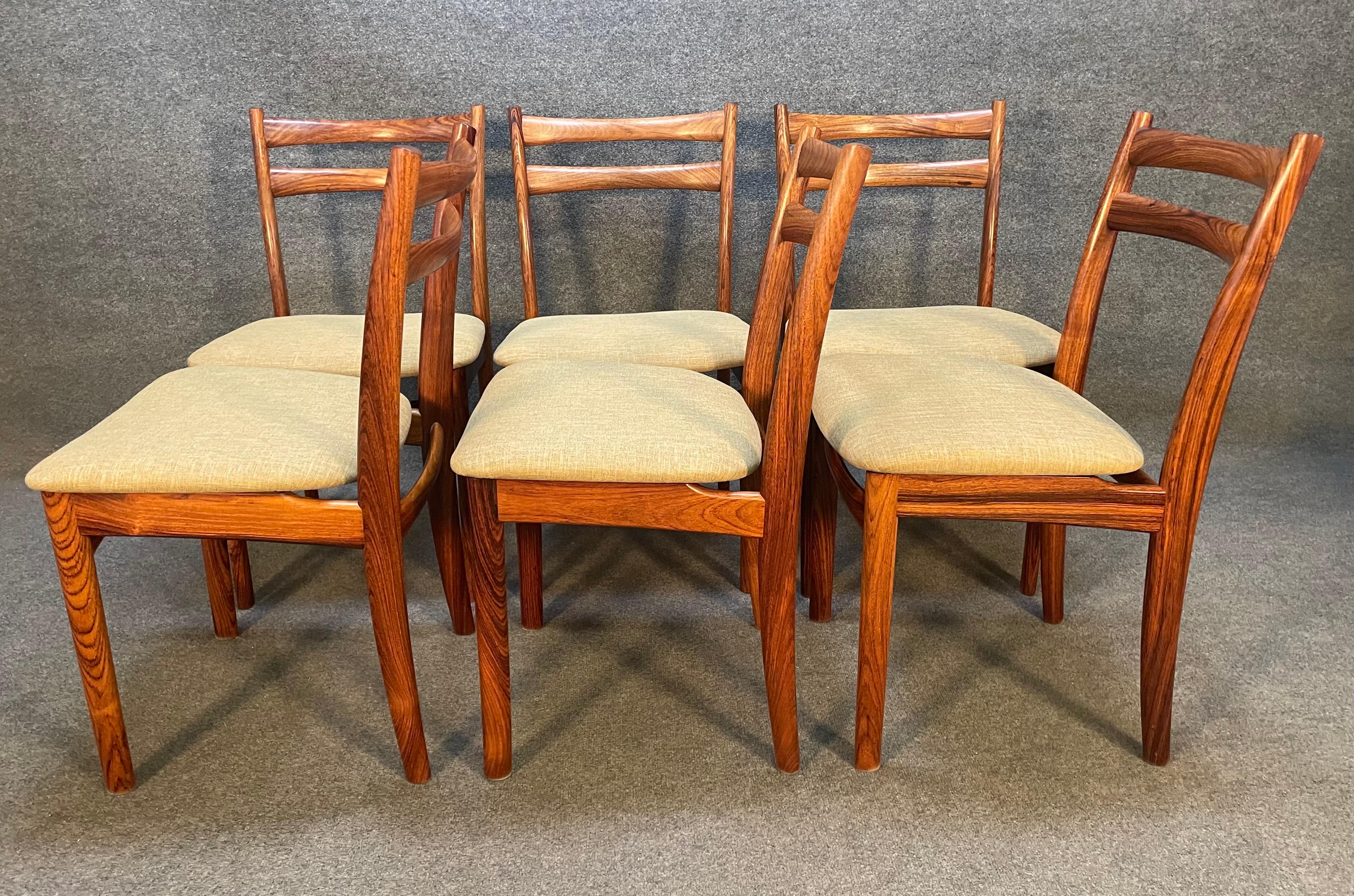 Set of Six Vintage Danish Mid-Century Modern Rosewood Dining Chairs by ...