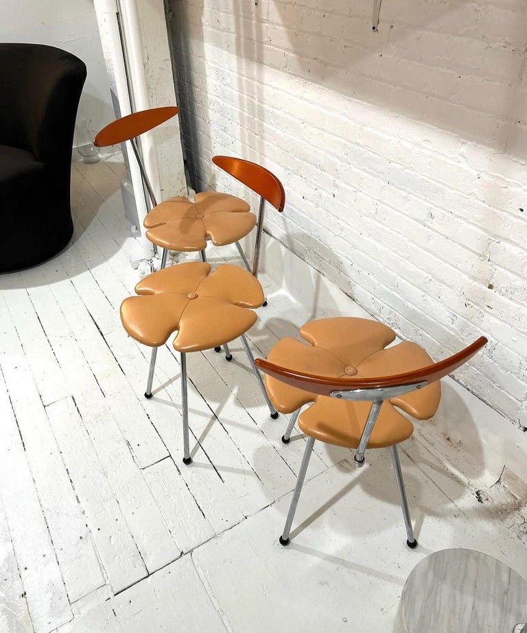 Set of 6 Vintage Effezeta Italian Clover Dining Chairs, circa 1970s For ...