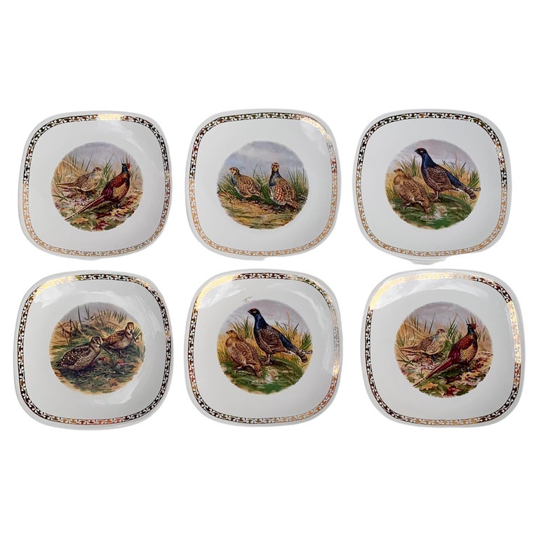 Set of Six Vintage French Pheasant Plates, Longchamp Factory, France ...