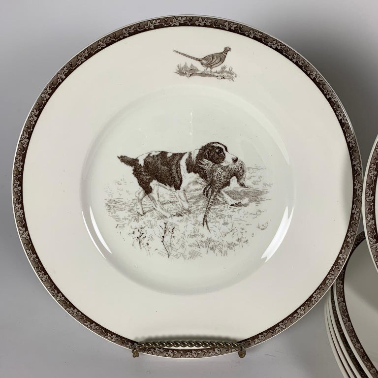 Set of Six Wedgwood Queen's Ware American Sporting Dog Plates at 1stDibs