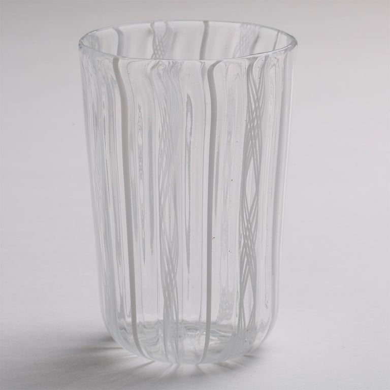 Set of Six White Filigree Glasses For Sale at 1stDibs