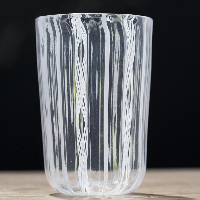 Set of Six White Filigree Glasses For Sale at 1stDibs