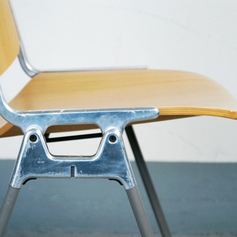 Set of Six Wooden Castelli DSC 106 Stacking Chairs by Giancarlo Piretti ...