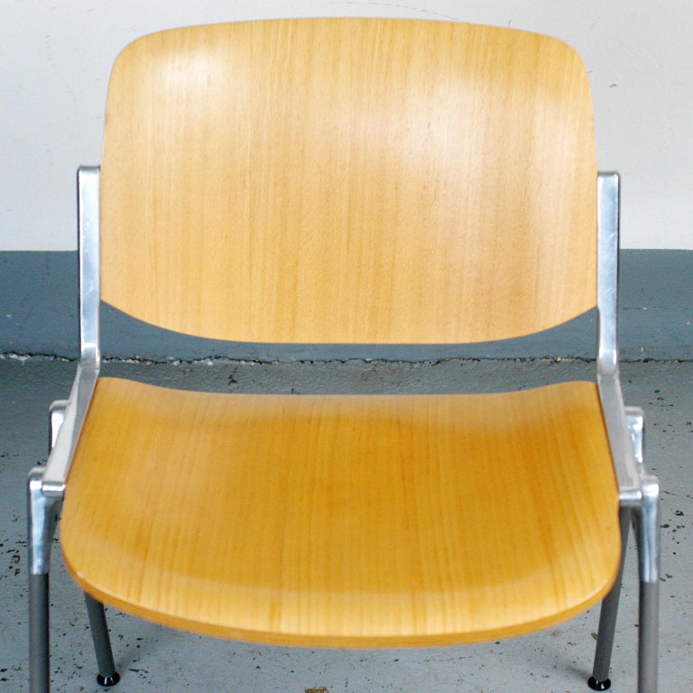 Set of Six Wooden Castelli DSC 106 Stacking Chairs by Giancarlo Piretti ...