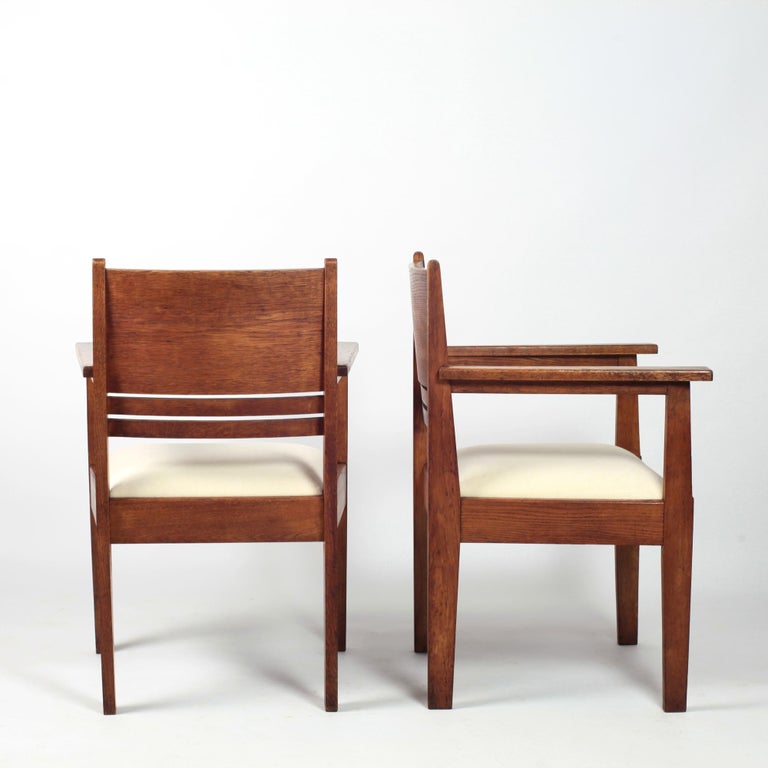 Set of Solid Oak Dining Chairs (4) and Armchairs (2) Reconstruction ...