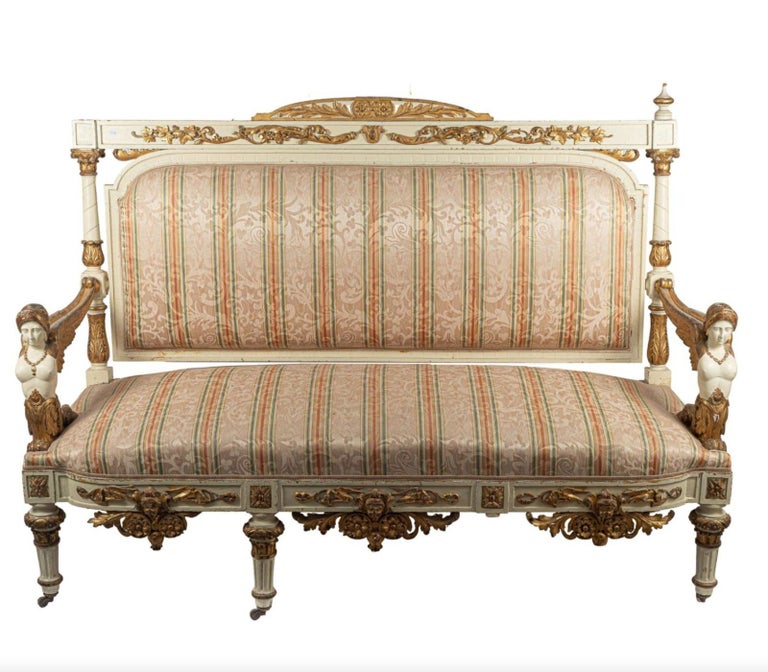 Set of Spanish Sofa, Four Chairs and Two Carlos IV Style Armchairs ...