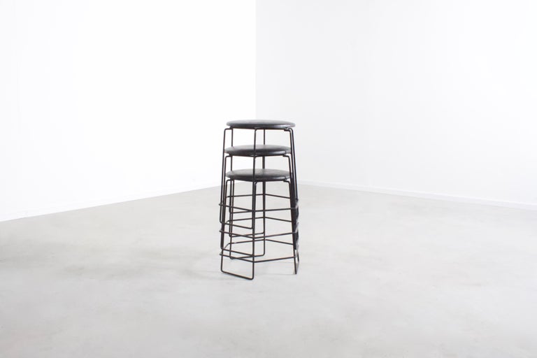 Set of Square Verner Panton Wire Stools, 1960s For Sale at 1stDibs