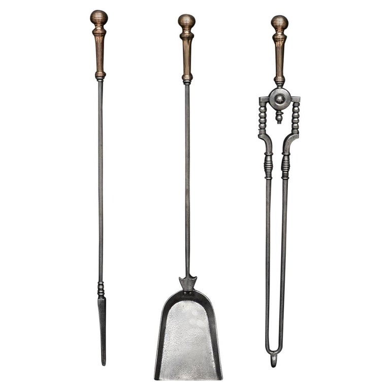 Set of Steel and Gunmetal Fire Irons For Sale at 1stDibs