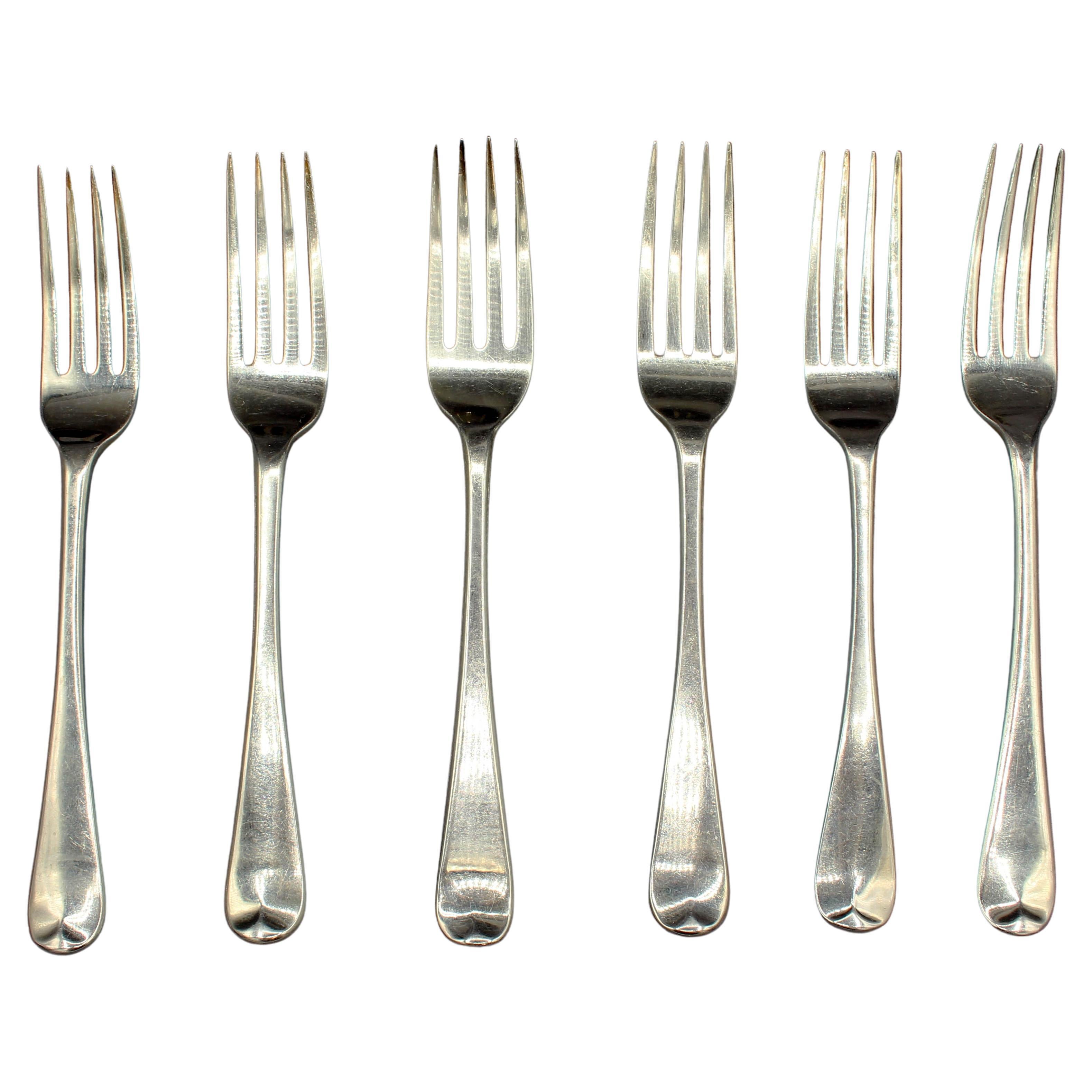 Set of Six Sterling Silver Hanoverian Luncheon Forks For Sale at 1stDibs
