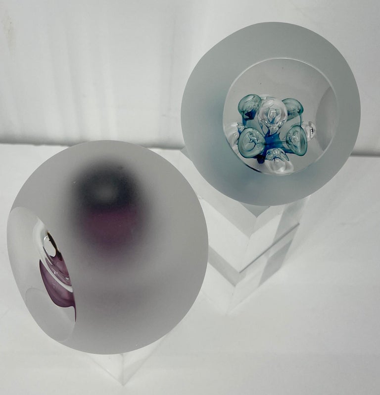 Set of Swedish Ahus Glass Paperweights, Signed Studio Åhus 1992 HD-AZ ...