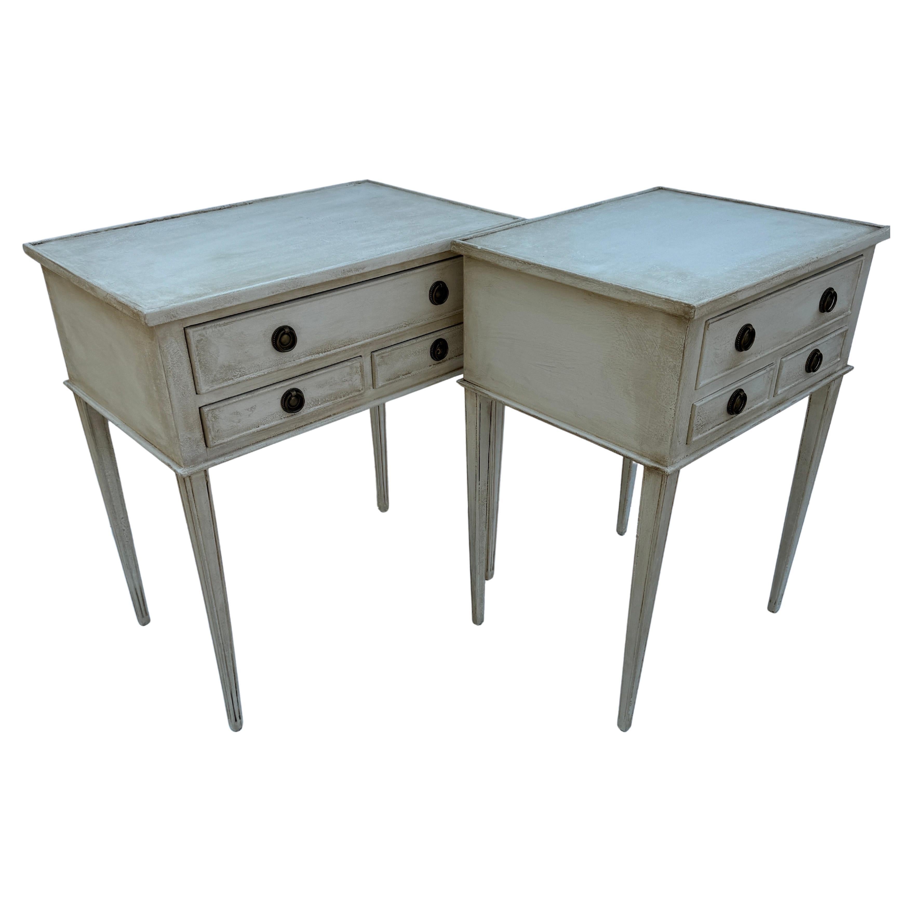 Set of Swedish Gustavian Styled Painted Side Tables Bedside with ...