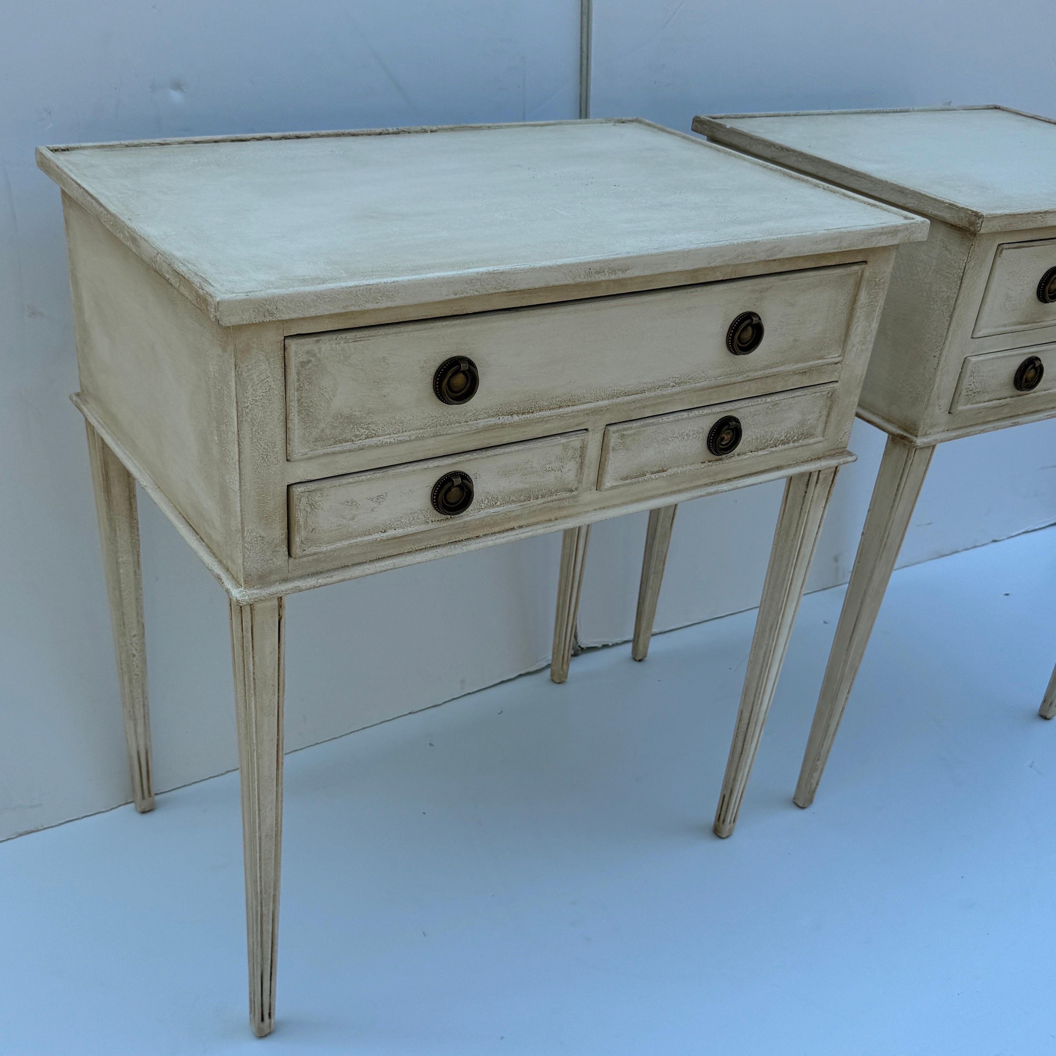 Set of Swedish Gustavian Styled Painted Side Tables Bedside with ...