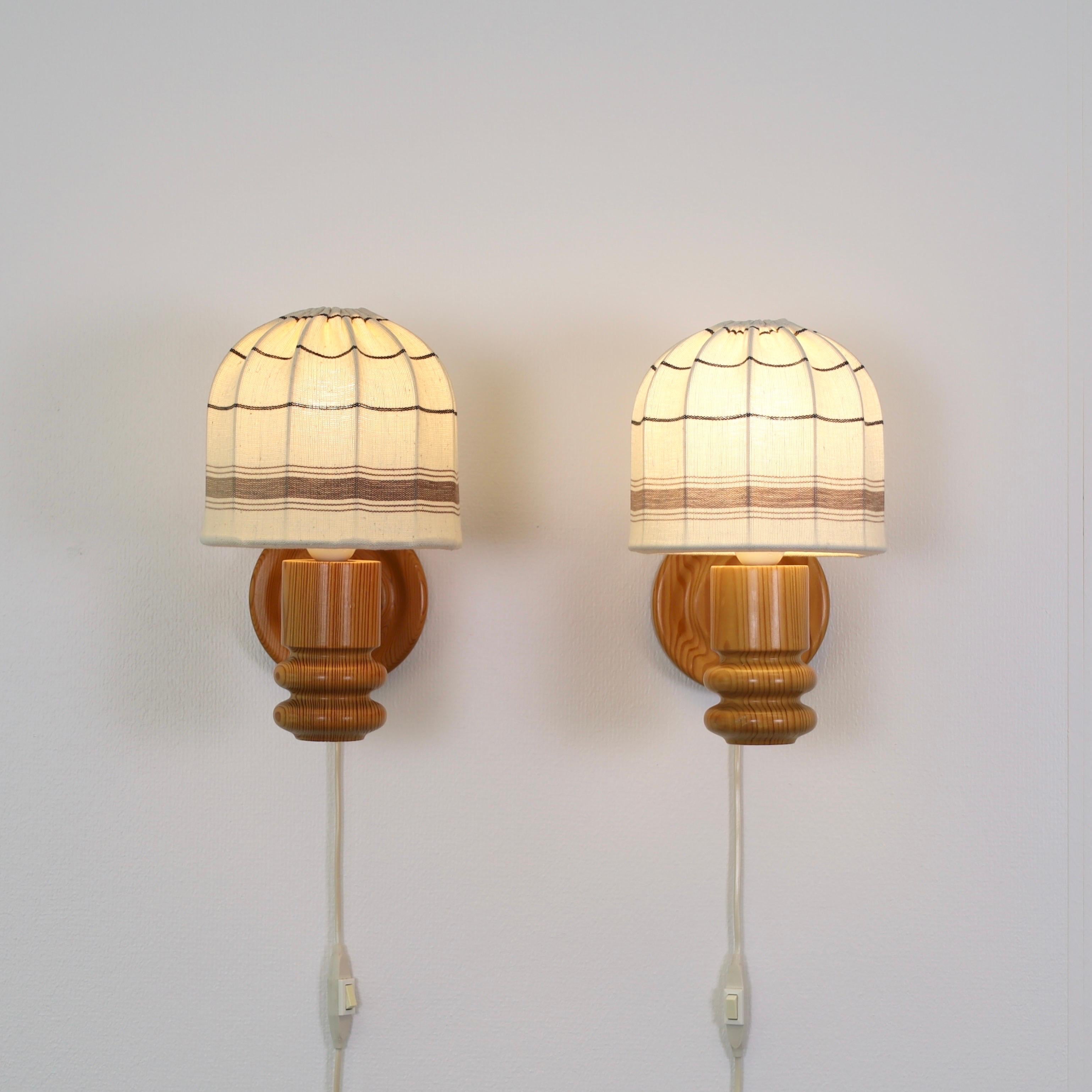 Set of Swedish Pine Wood Wall Lamps by Solbackens Svarveri, Sweden ...