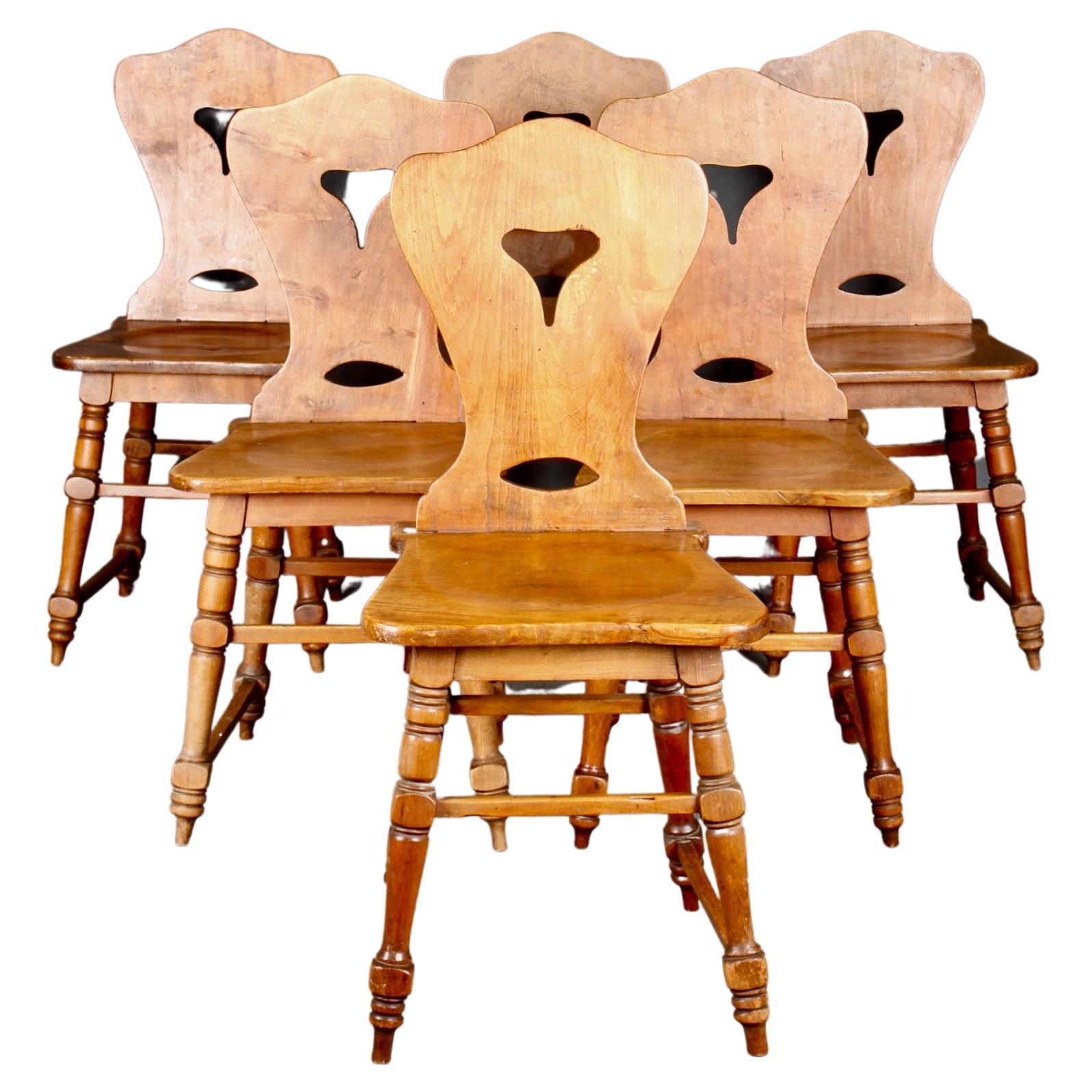 Rare Set of Six Swiss Alp, folk art , Chairs For Sale at 1stDibs