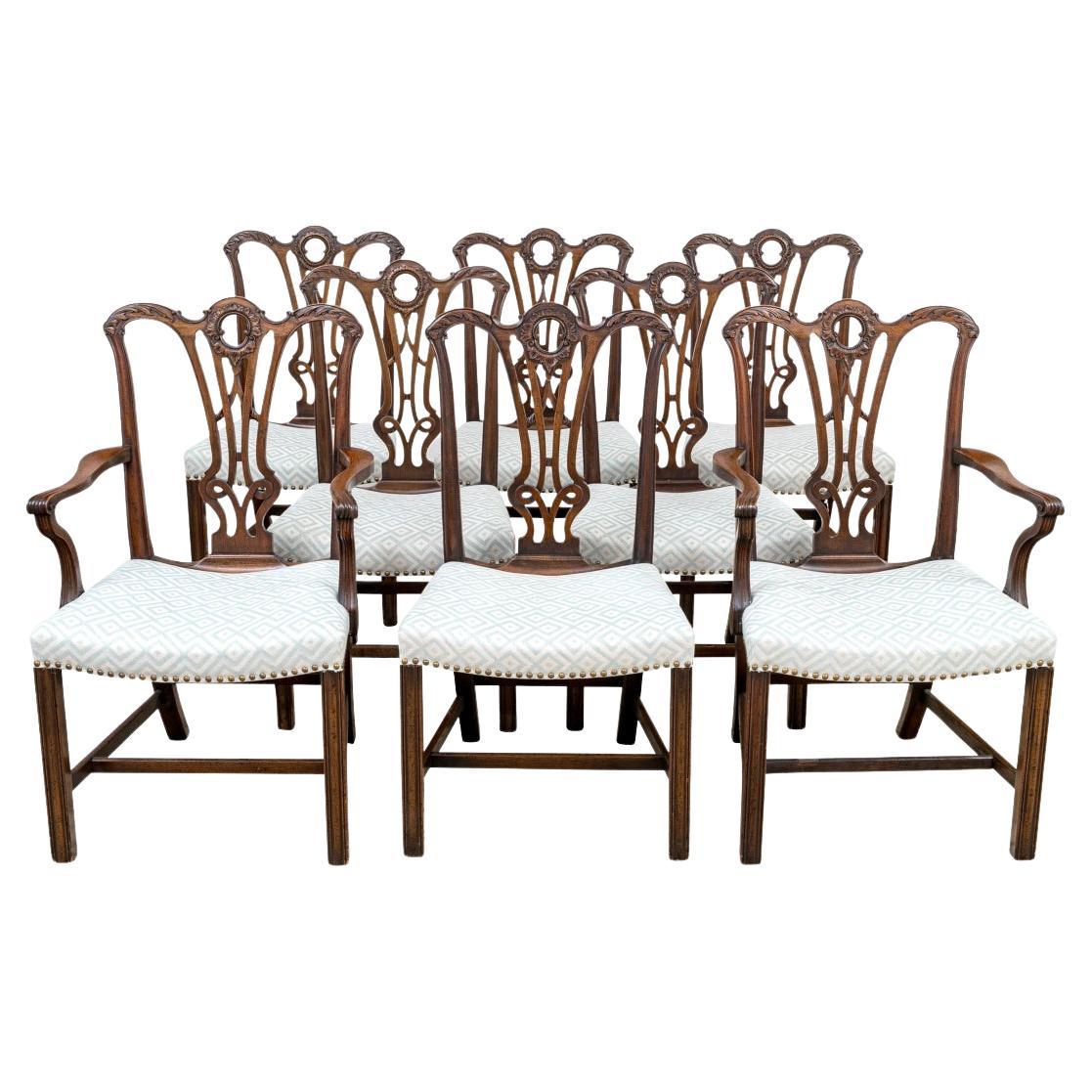 Set of 6 Maitland Smith Mahogany Chippendale Style Dining Chairs w ...