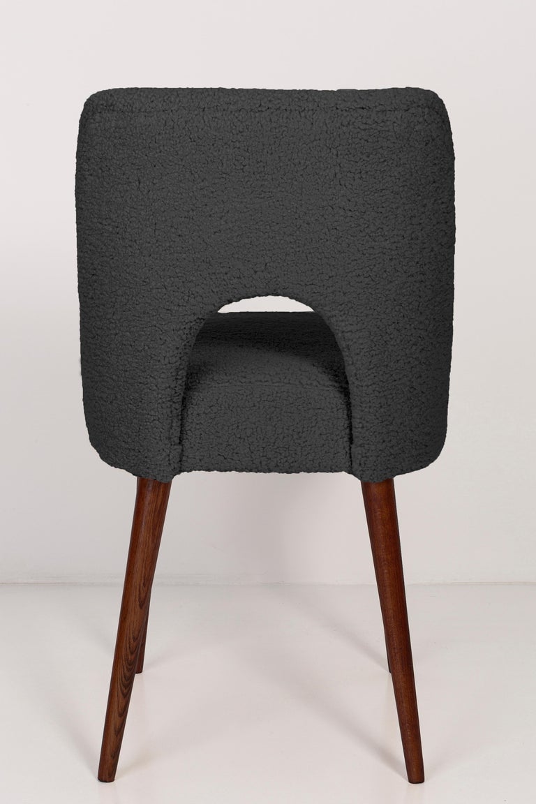Set of Ten Dark Gray Boucle 'Shell' Chairs, 1960s For Sale at 1stDibs