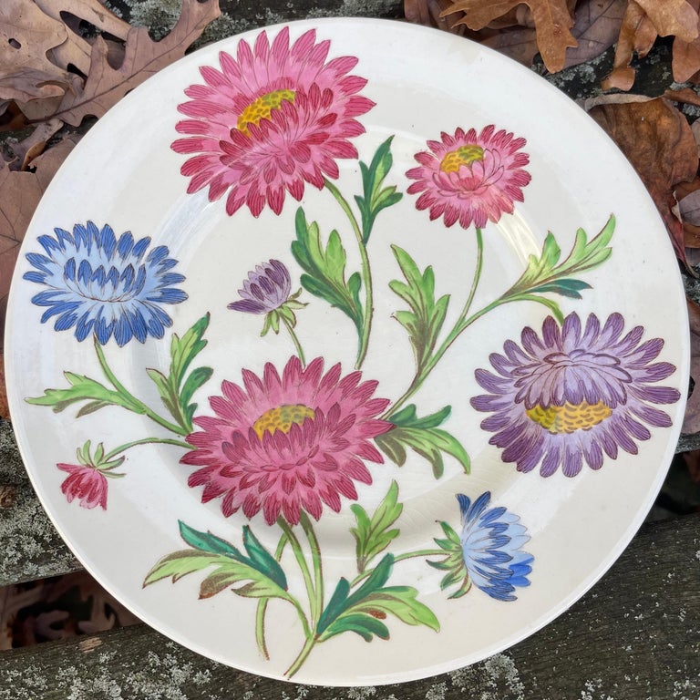 Set of Ten English Flower Plates For Sale at 1stDibs