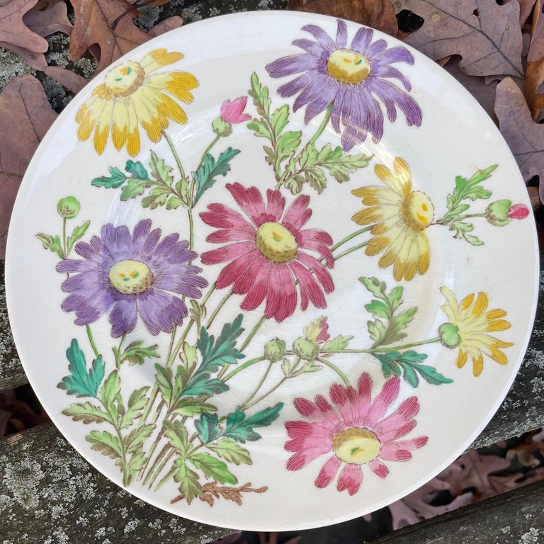 Set of Ten English Flower Plates For Sale at 1stDibs