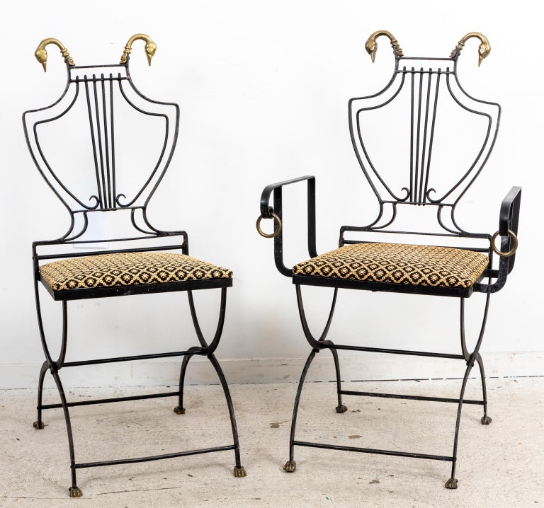 Set of Ten Folding Lyre Back Chairs For Sale at 1stDibs