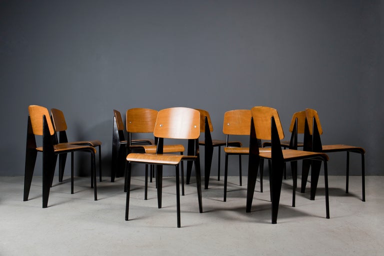 Set of Ten Jean Prouvé "Standard" Chairs, 1950s For Sale at 1stDibs