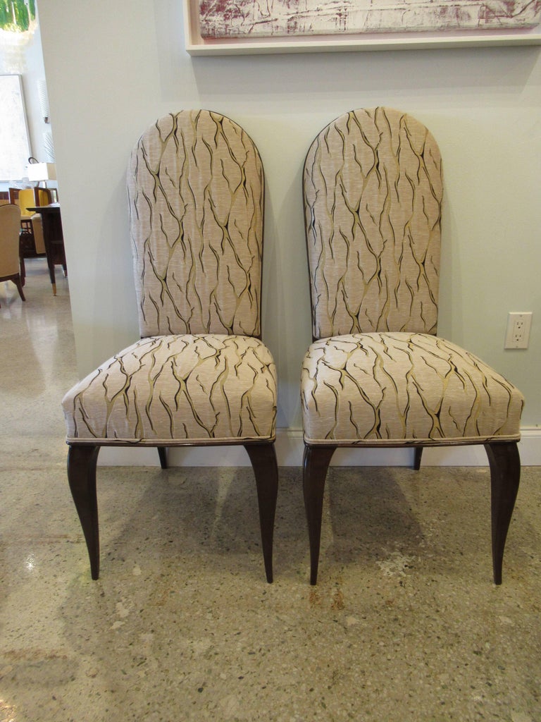 Set of Ten Late Art Deco Dark Mahogany Dining Chairs, Dominique et Cie ...