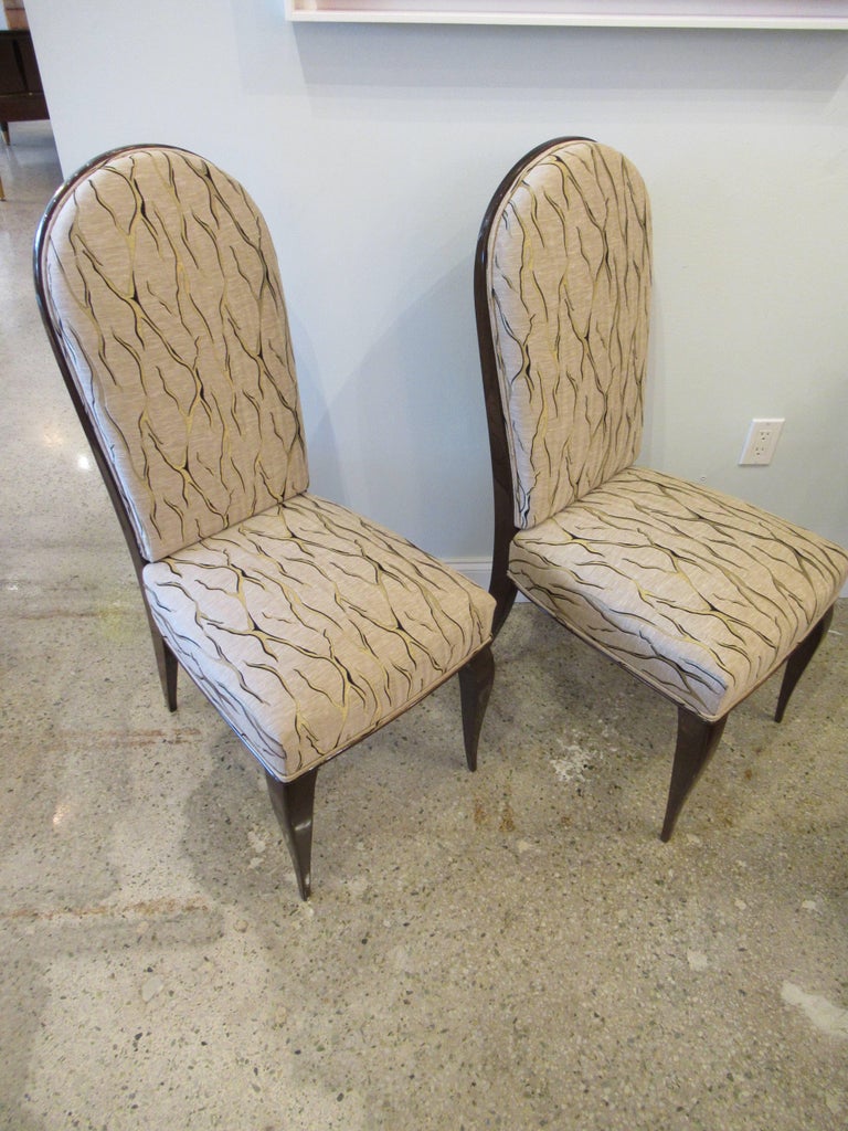 Set of Ten Late Art Deco Dark Mahogany Dining Chairs, Dominique et Cie ...
