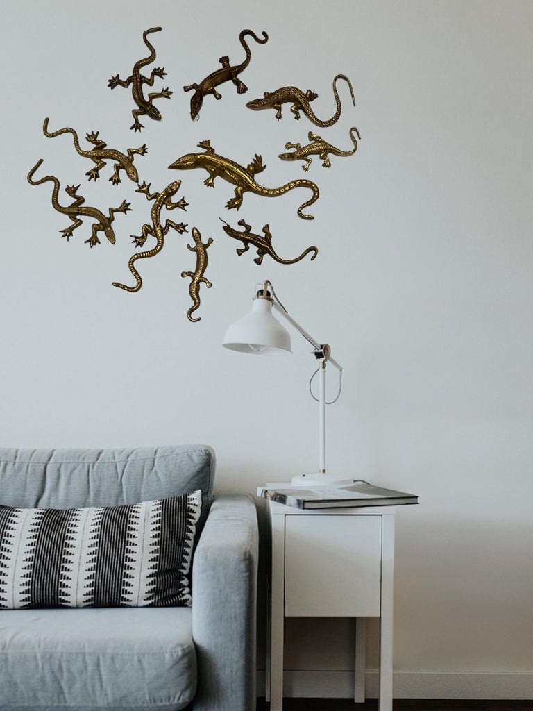 Set of Ten Lizards Gecko Brass Metal Wall Decoration Vintage, 1960s For ...