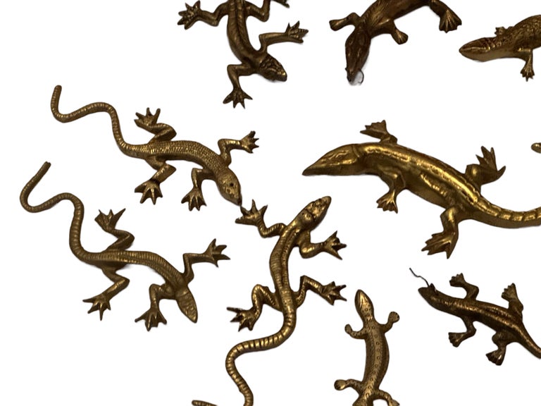 Set of Ten Lizards Gecko Brass Metal Wall Decoration Vintage, 1960s For ...