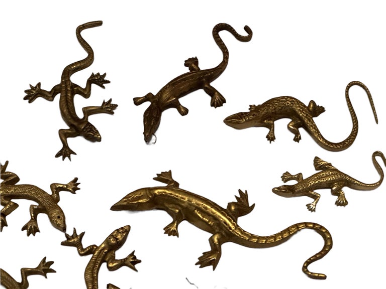 Set of Ten Lizards Gecko Brass Metal Wall Decoration Vintage, 1960s For ...