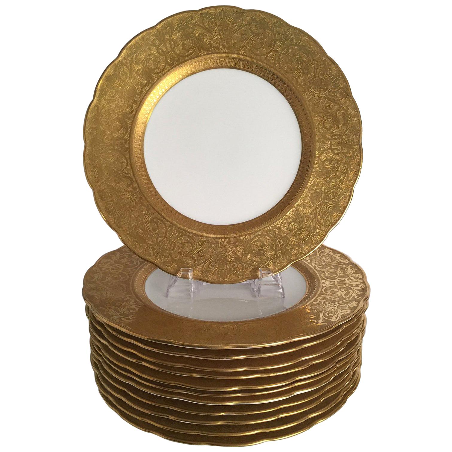 Set of Ten Outstanding Gold Embossed Figural Head Service Plates For ...