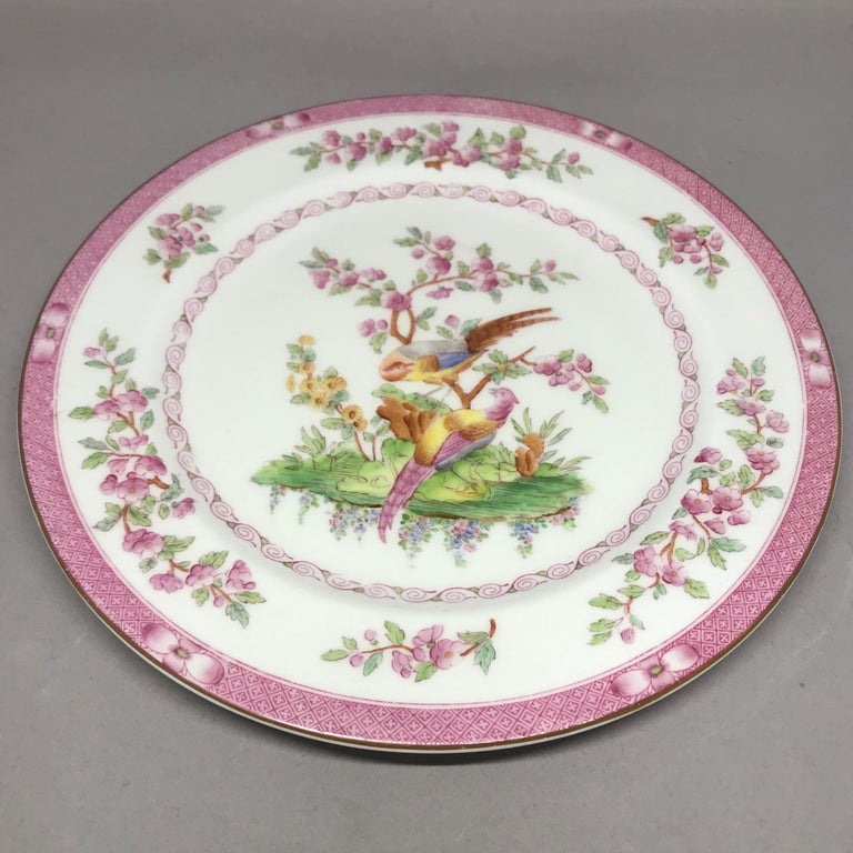 Set of Ten Pink Bird Plates For Sale at 1stDibs