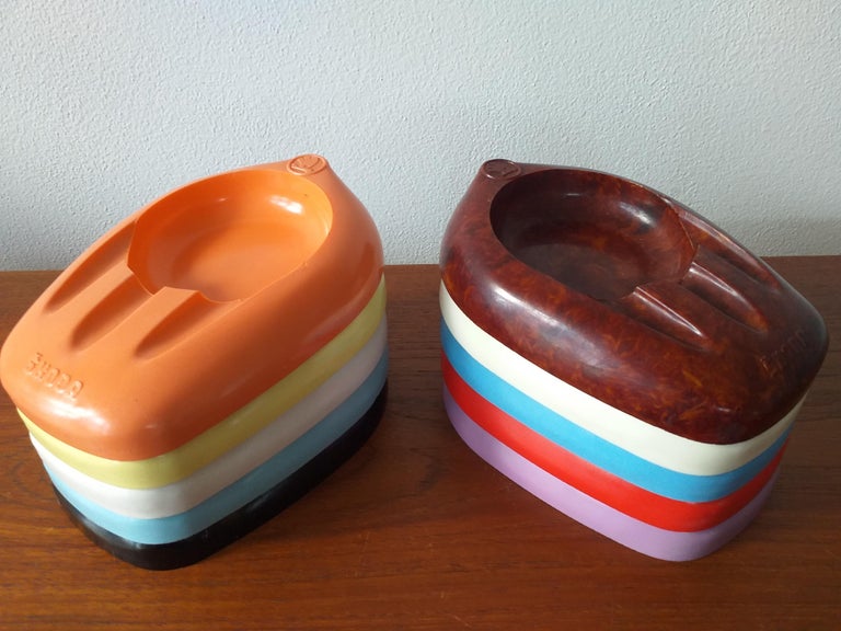 Set of Ten Unique Colored Bakelite Ashtrays, Škoda Car Manufacturer ...