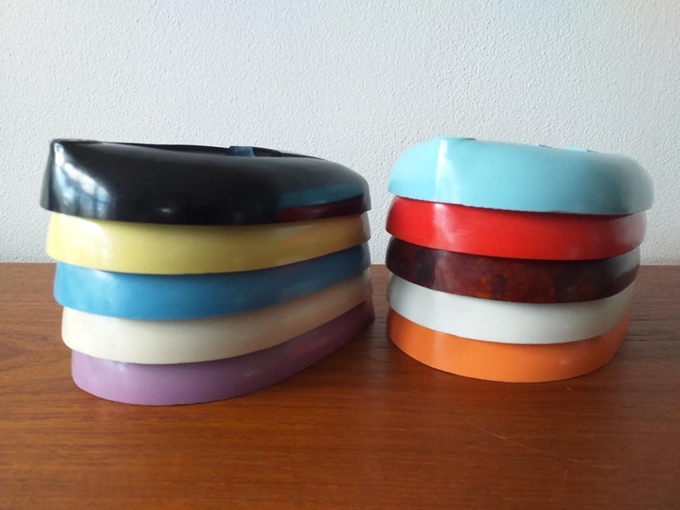 Set of Ten Unique Colored Bakelite Ashtrays, Škoda Car Manufacturer ...