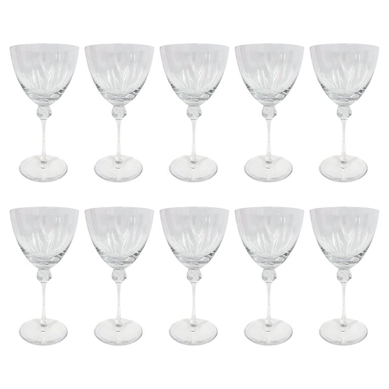 Set of Ten Vintage Daum Crystal Wine Goblets For Sale at 1stDibs