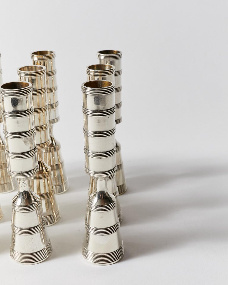 Set of Thirty Eight Silver Plated Pilar Candlesticks by Dansk For Sale ...