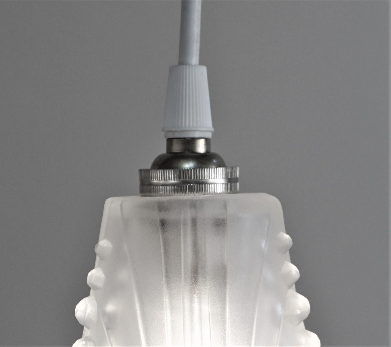 Set of Three 1930s Art Deco Glass Shade Pendant Light by Charles ...