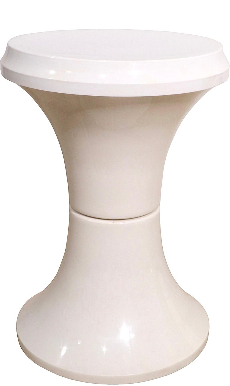 Set of Three 1970's Plastic Stools, Pedestals, Tables For Sale at 1stDibs