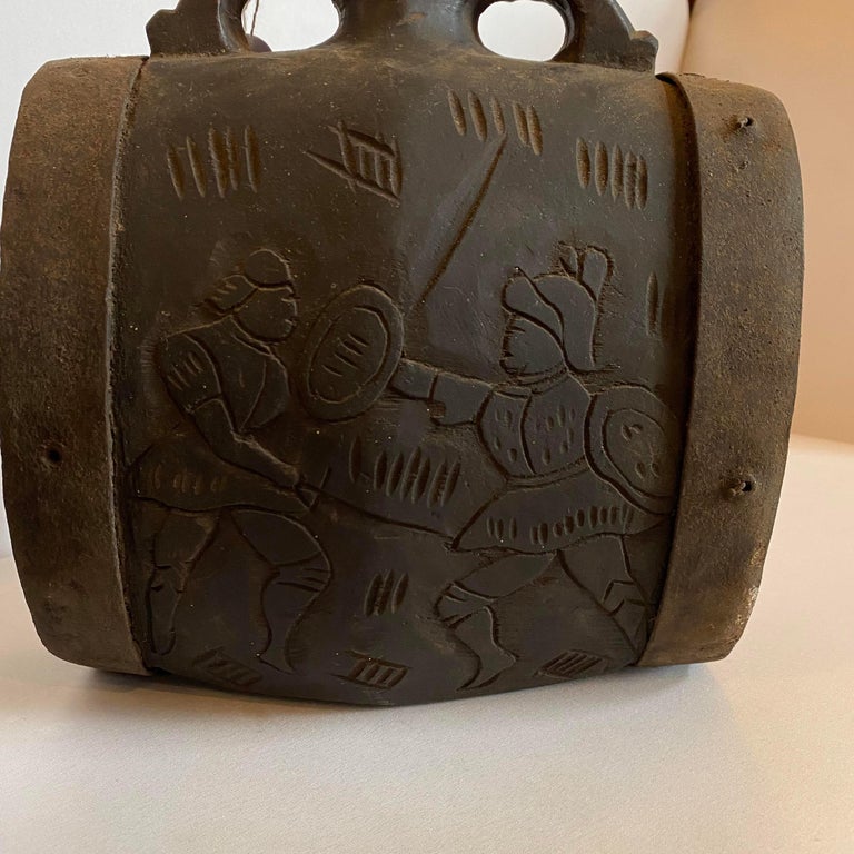 Set of Three 19th Century Three Antique Decorated Wooden Italian Flasks ...