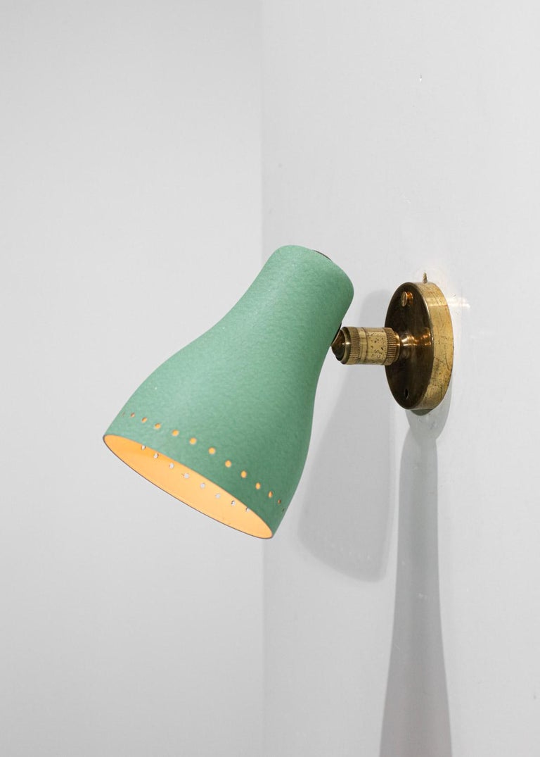 Set of Three 60's Brass Water Green Wall Sconces For Sale at 1stDibs