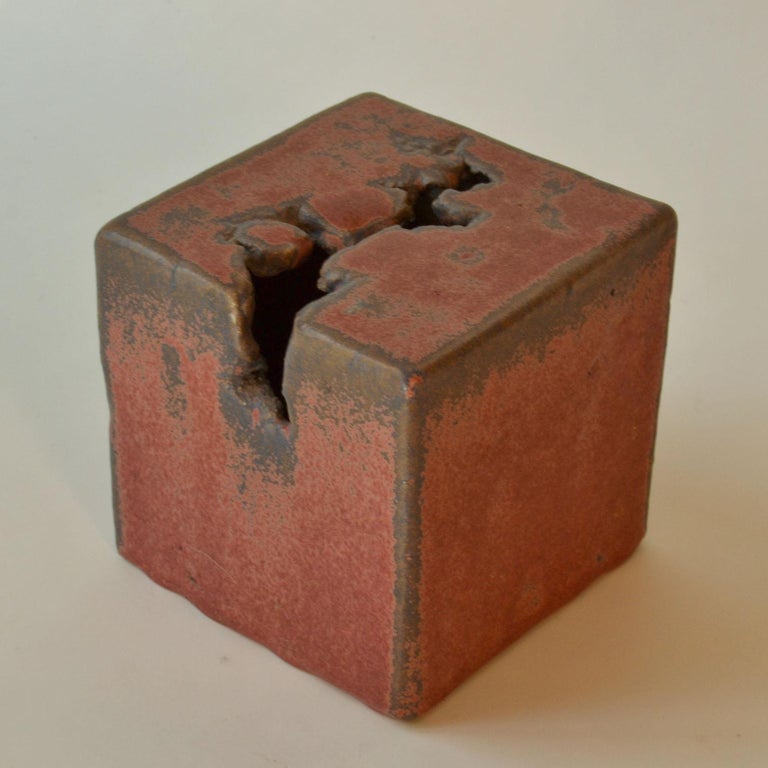 Set of Three Abstract Ceramic Cube Sculptures For Sale at 1stDibs