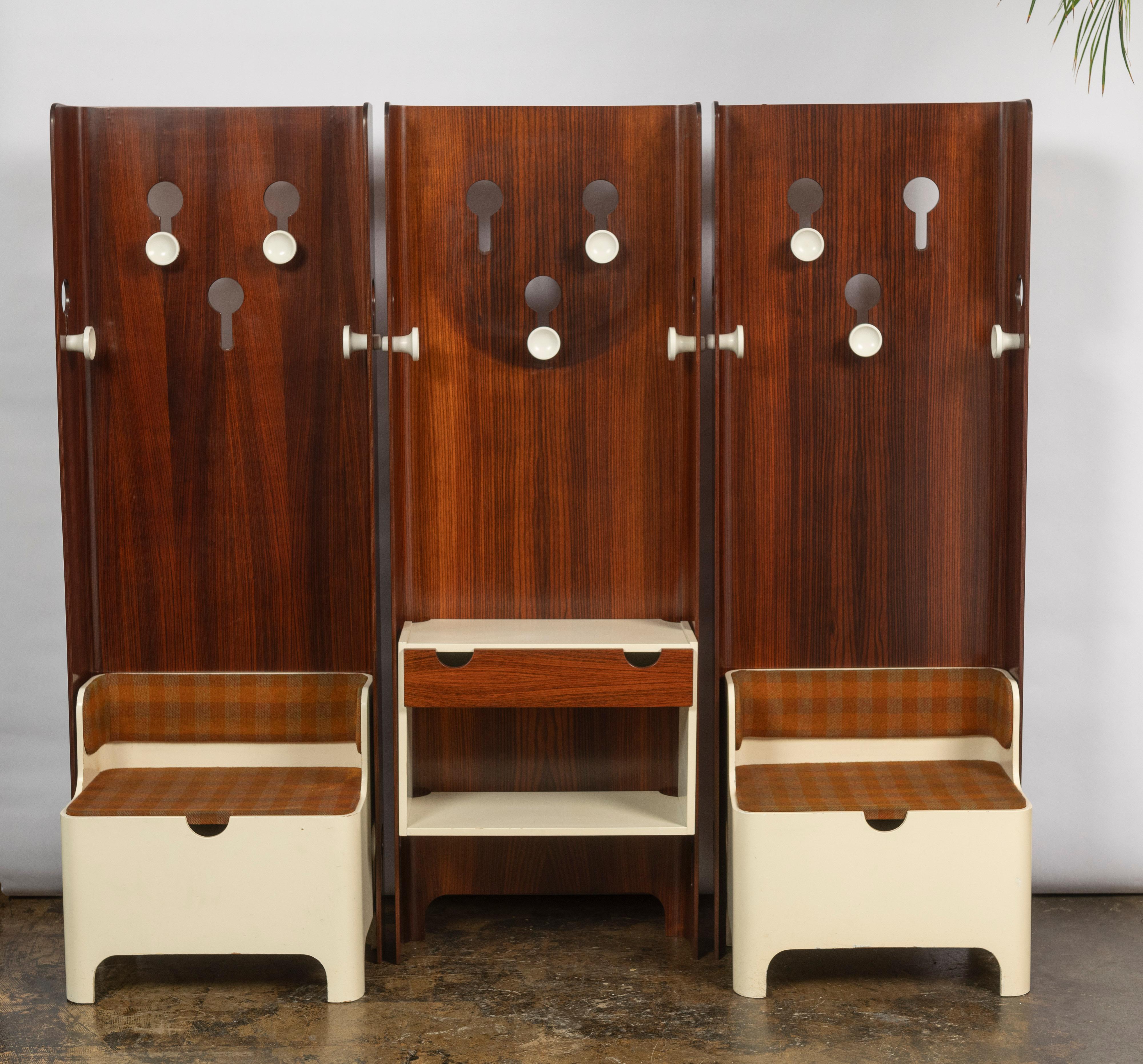 Set of Three Adjustable Carlo de Carli Coat Racks with a Drawer and Two ...