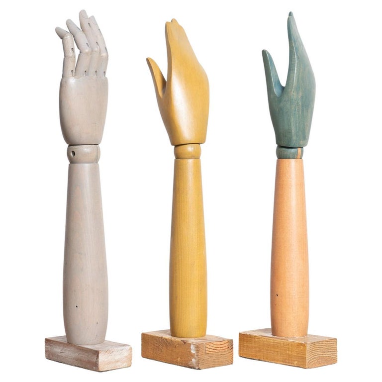 Set of Three Articulated Wooden Arm Mannequins, circa 1960 For Sale at ...